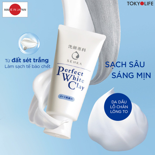 Sữa rửa mặt đất sét trắng Senka Perfect Whip 120g